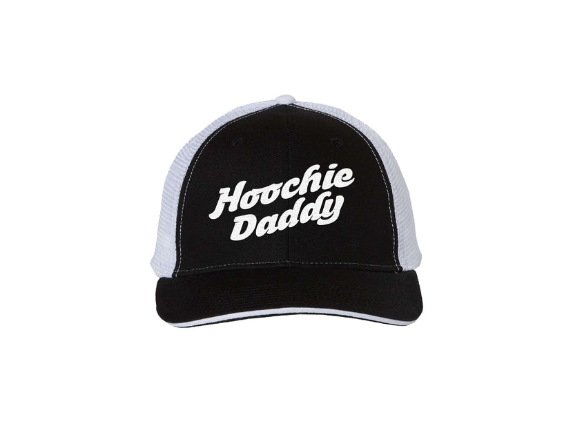 Hoochie Daddy - Black and White Embroidered Trucker Hat – Calm Down Caren